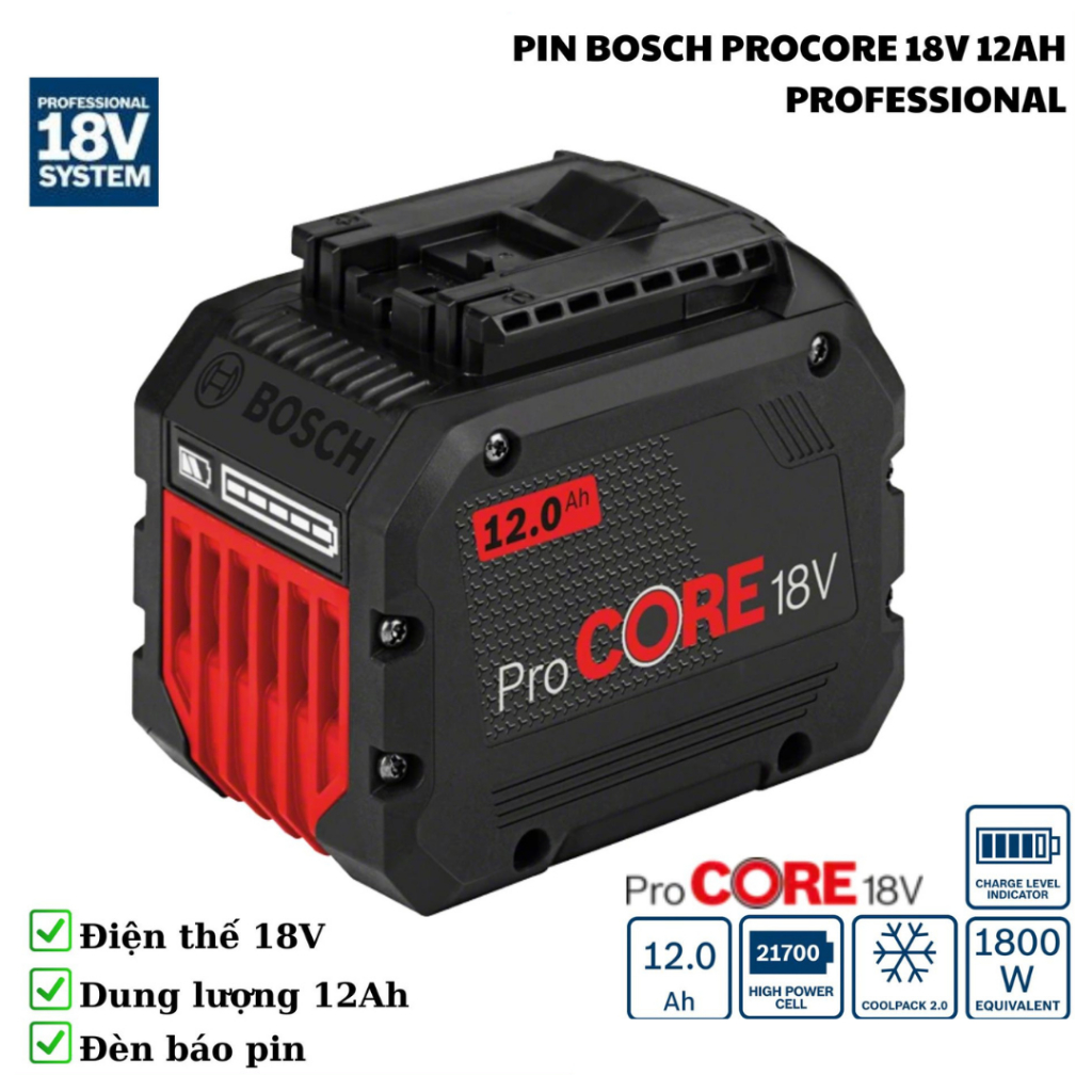 Pin 18v Bosch PROCORE 18V 12AH PROFESSIONAL Chính Hãng | Shopee Việt Nam