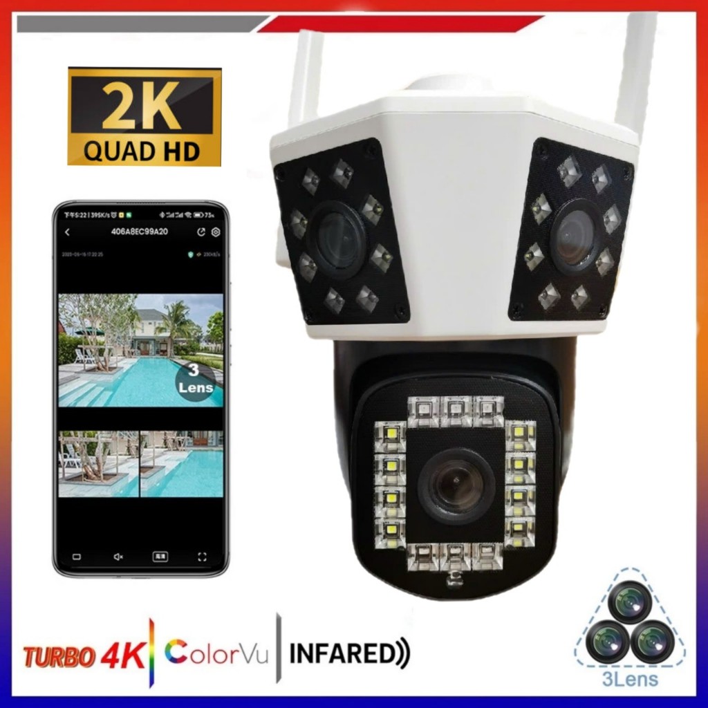 Camera 3 mắt quan sát 3 hướng Hopeway - đàm thoại 2 chiều có màu ban ...