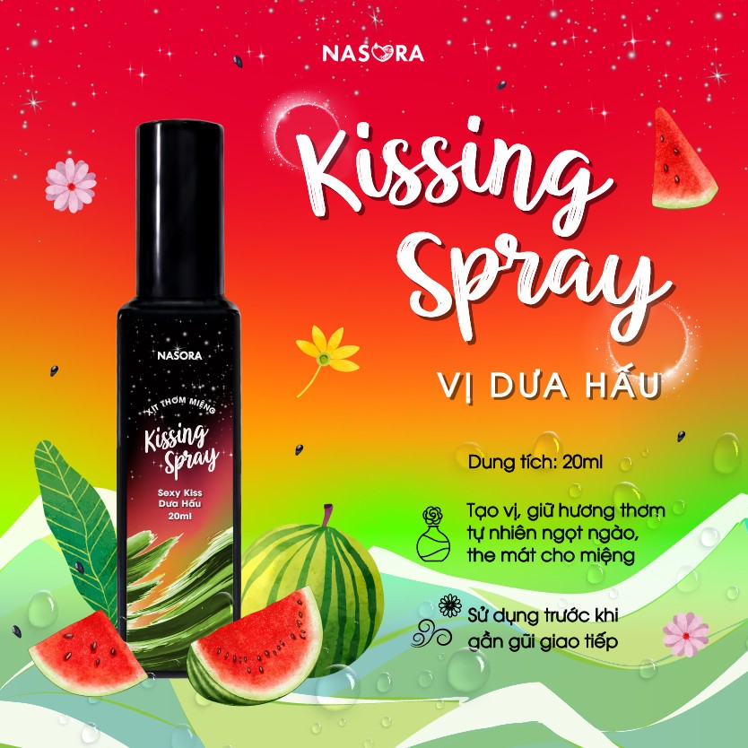 Xịt Thơm Miệng Kissing Spray Nasora 20ml Chai Mới Hương Trái Cây Kẹo ...