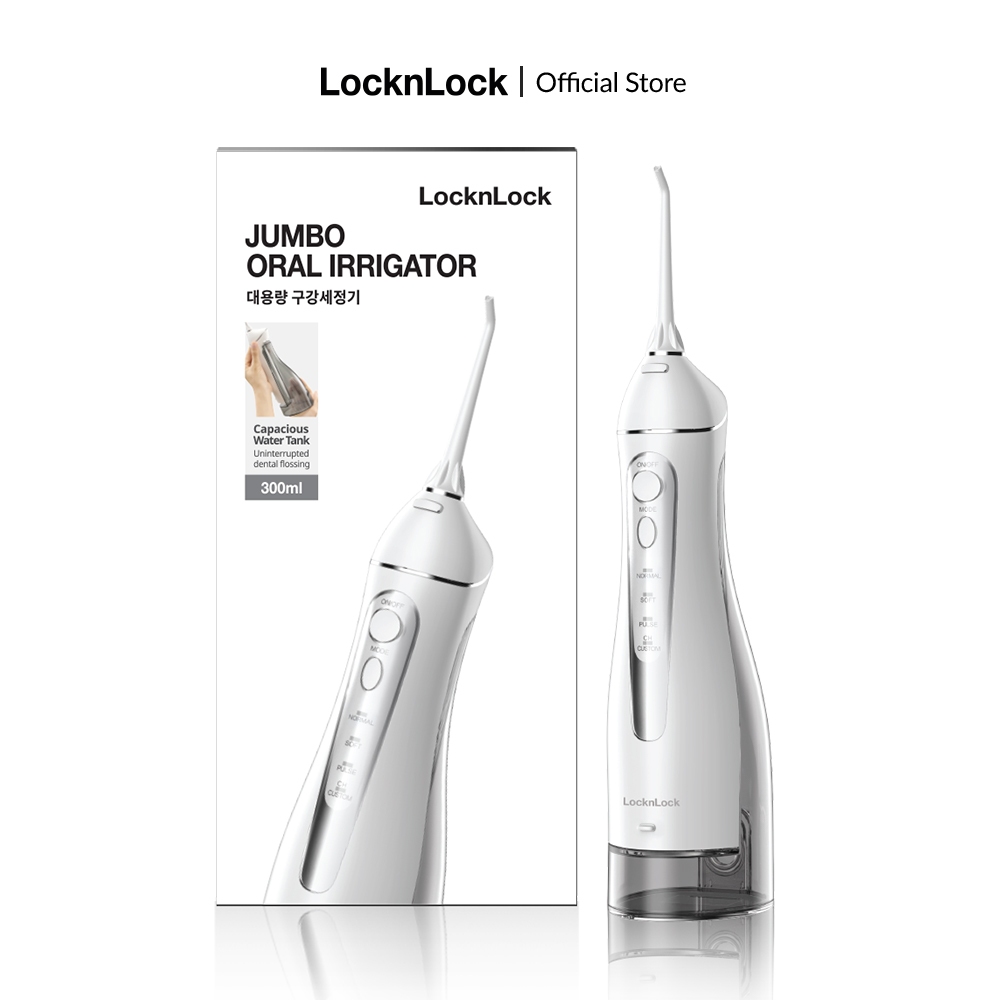 Máy tăm nước Lock&Lock Jumbo oral irrigator 300ml 3 loại đầu tăm 4 chế ...