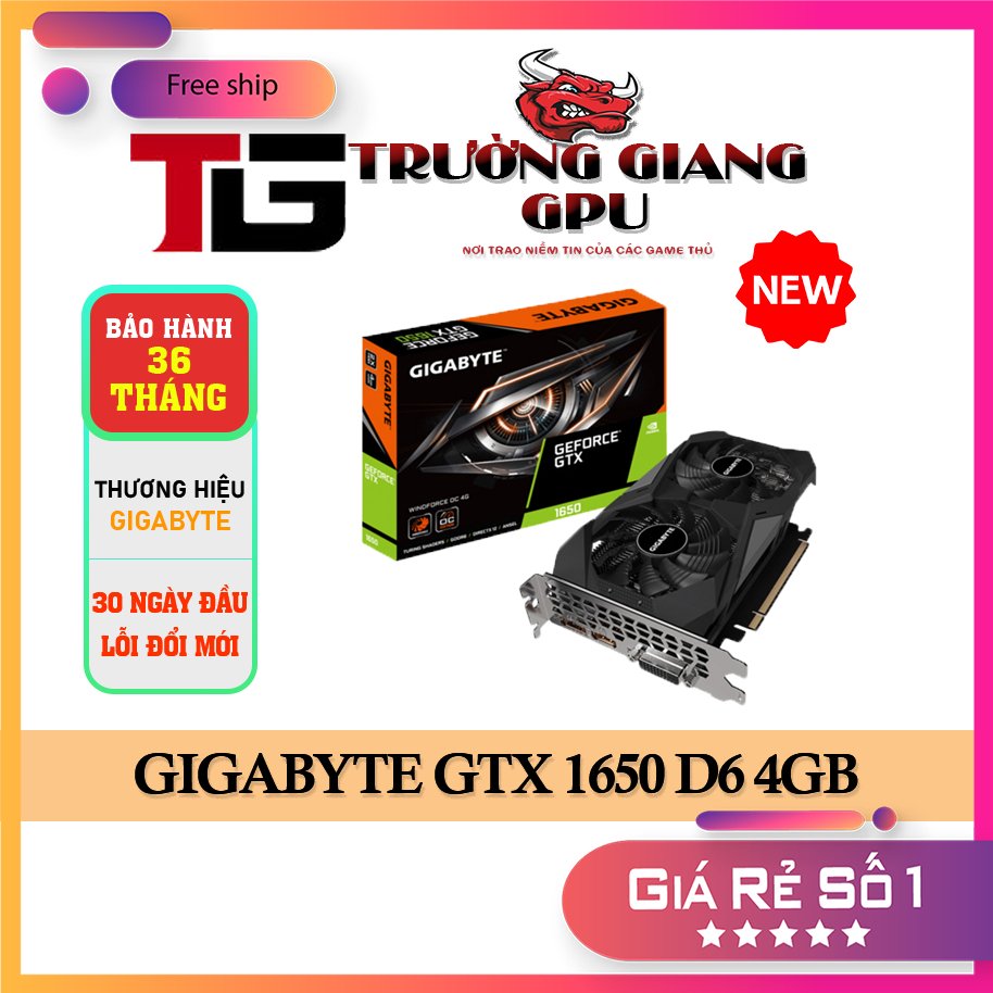 VGA- Card màn hình GIGABYTE GeForce GTX 1650 D6 WINDFORCE OC 4G -36 tháng | Shopee Việt Nam