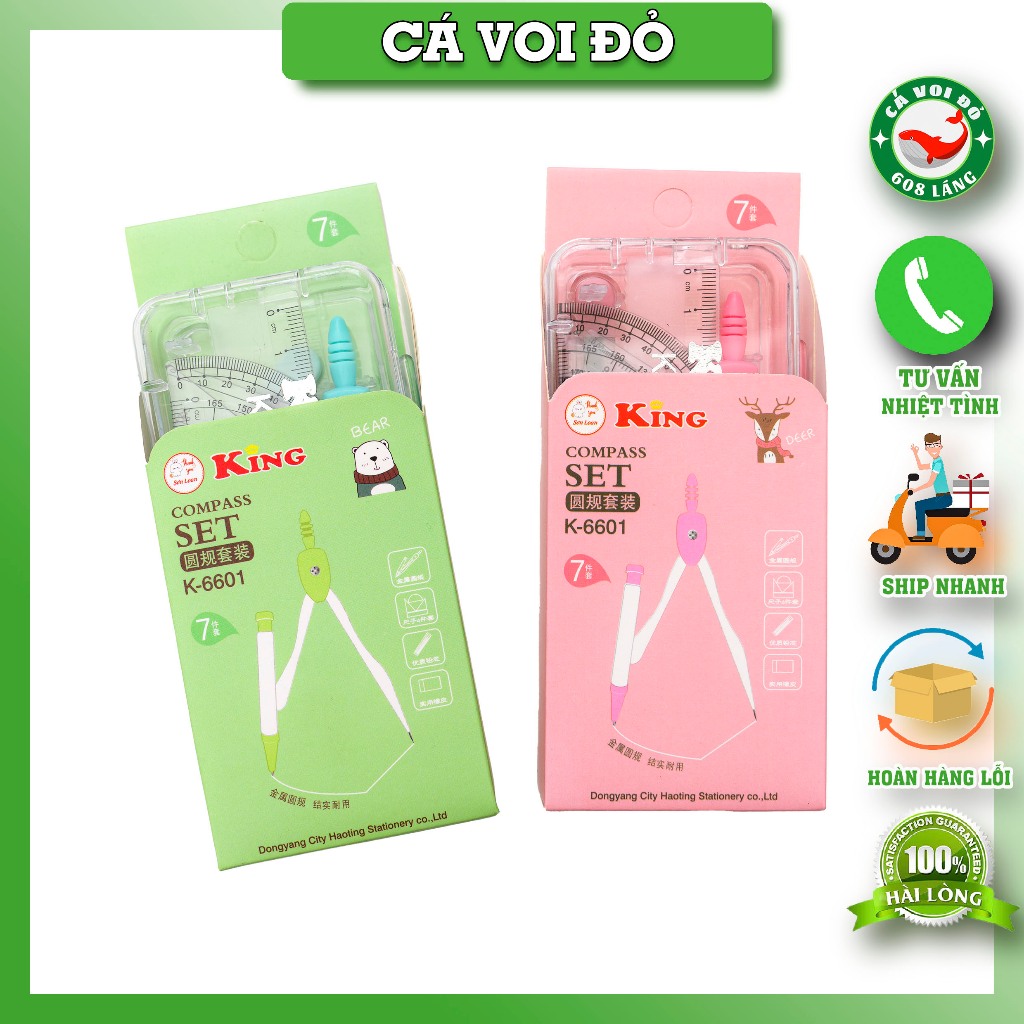 Bộ thước kẻ compa King Compass Set K-6601/ bộ compa HB.9018 /SP003313 ...