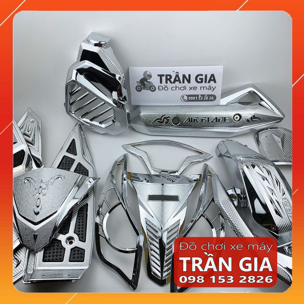 Combo full phụ kiện xi Crom gắn xe AB Airblade năm 2013 2014 2015 ốp ...