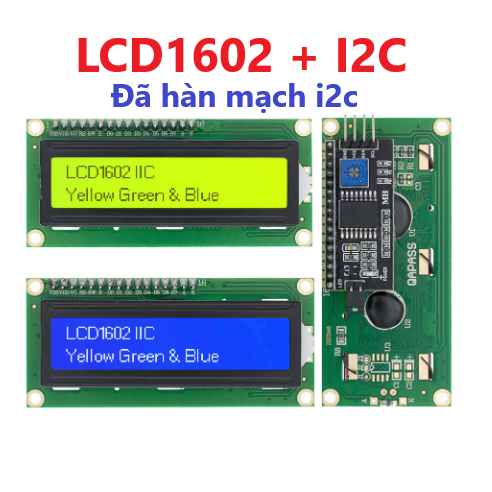 Màn hình LCD 1602 2004 5V xanh lá/xanh dương có đèn nền kèm mạch I2C ...