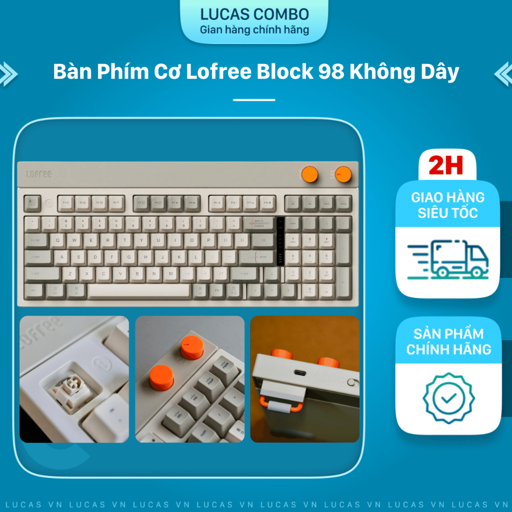 Bàn Phím Cơ Lofree Block Không Dây/ TTC Full POM Switch/ 14 Hiệu Ứng Ánh Sáng/ Sử Dụng 80 Giờ ...