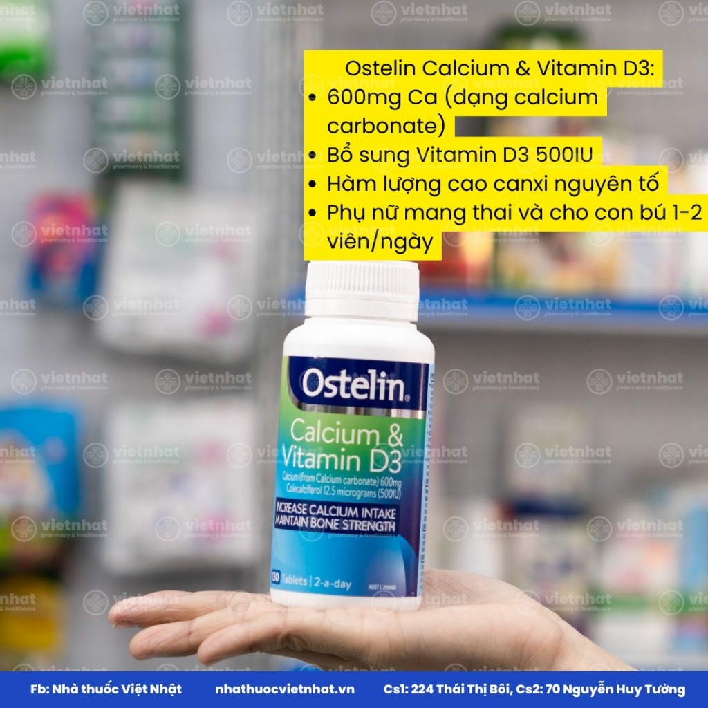 VIÊN UỐNG BỔ SUNG CANXI & VITAMIN D3( MẸ BẦU) OSTELIN CALCIUM &VITAMIN D3 130 VIÊN ÚC[HÀNG CHÍNH ...