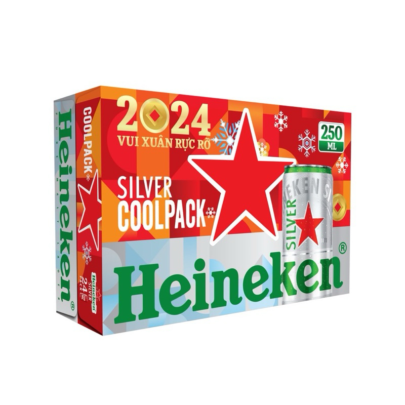 Thùng 24 lon Bia Heineken bạc lon 250ml | Shopee Việt Nam