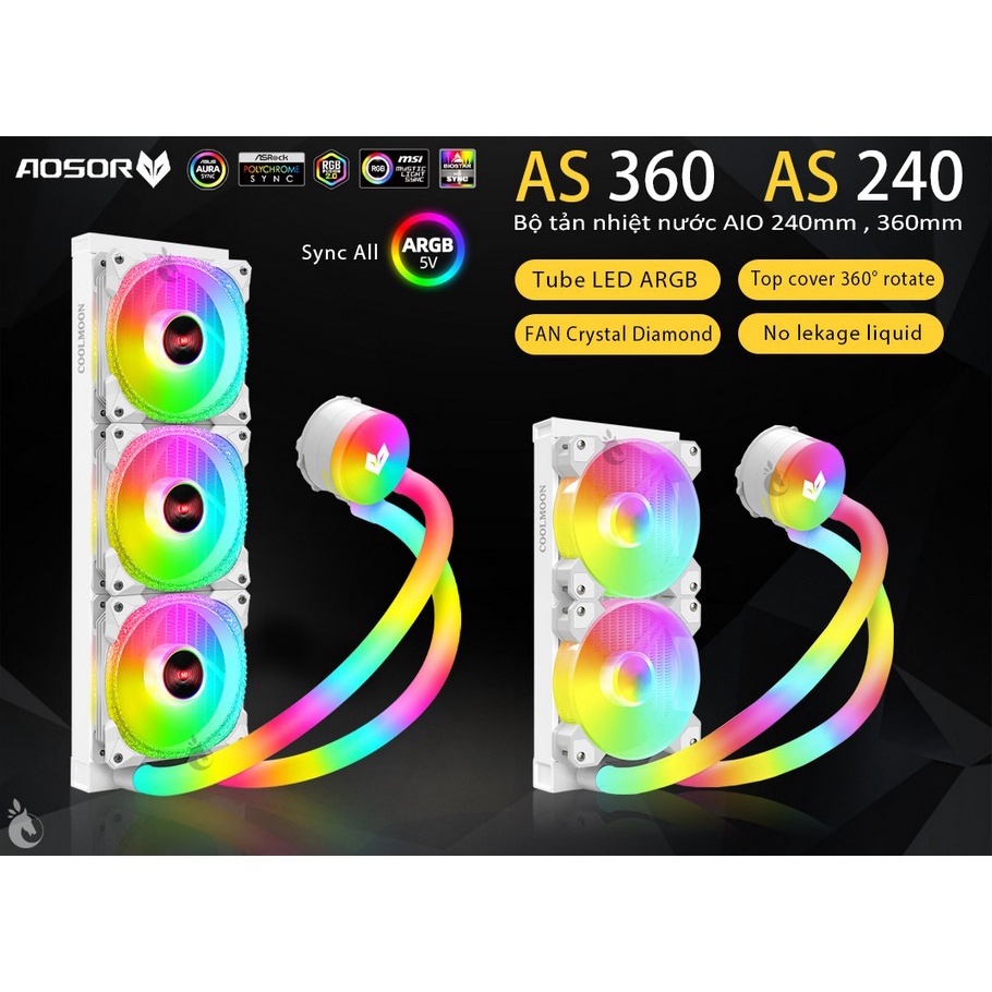 [GIẢM GIÁ] Tản nhiệt nước AIO COOLMOON AOSOR AS240 Dblue_Shop 5V ARGB ...
