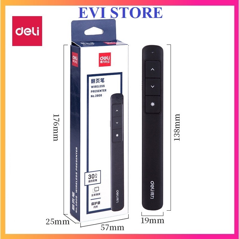 Bút chỉ bảng laser thuyết trình Deli 2808P trình chiếu Slide giảng dạy ...