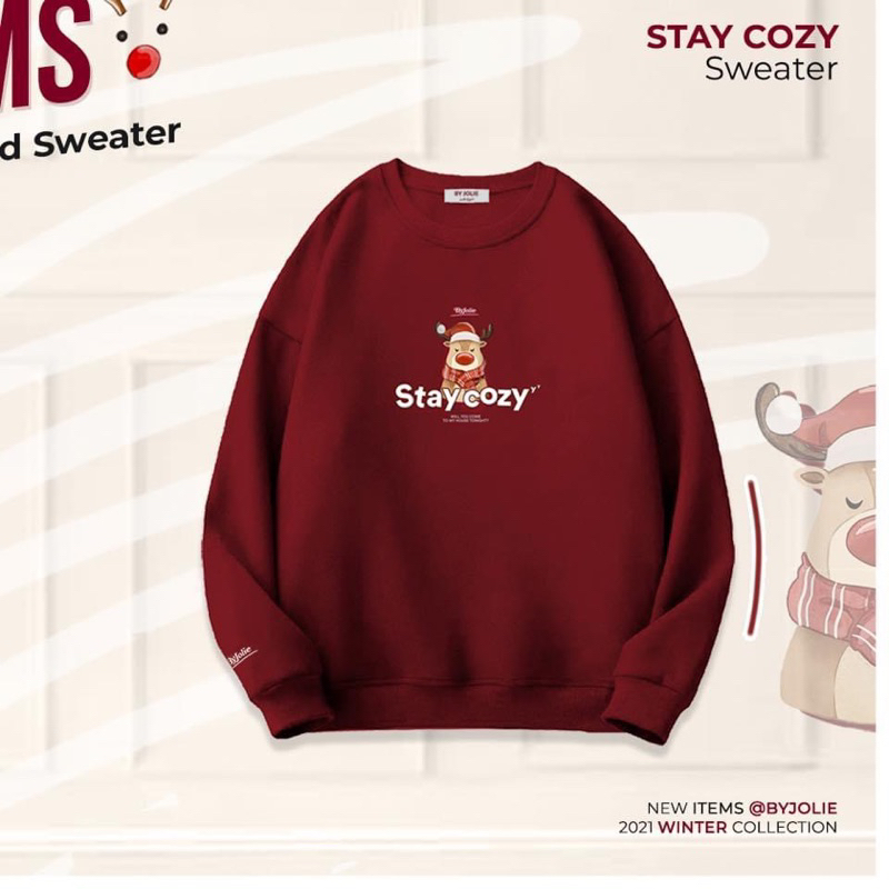 Áo sweater Noel unisex nỉ bông Byjolie Stay Cozy form suông rộng ...