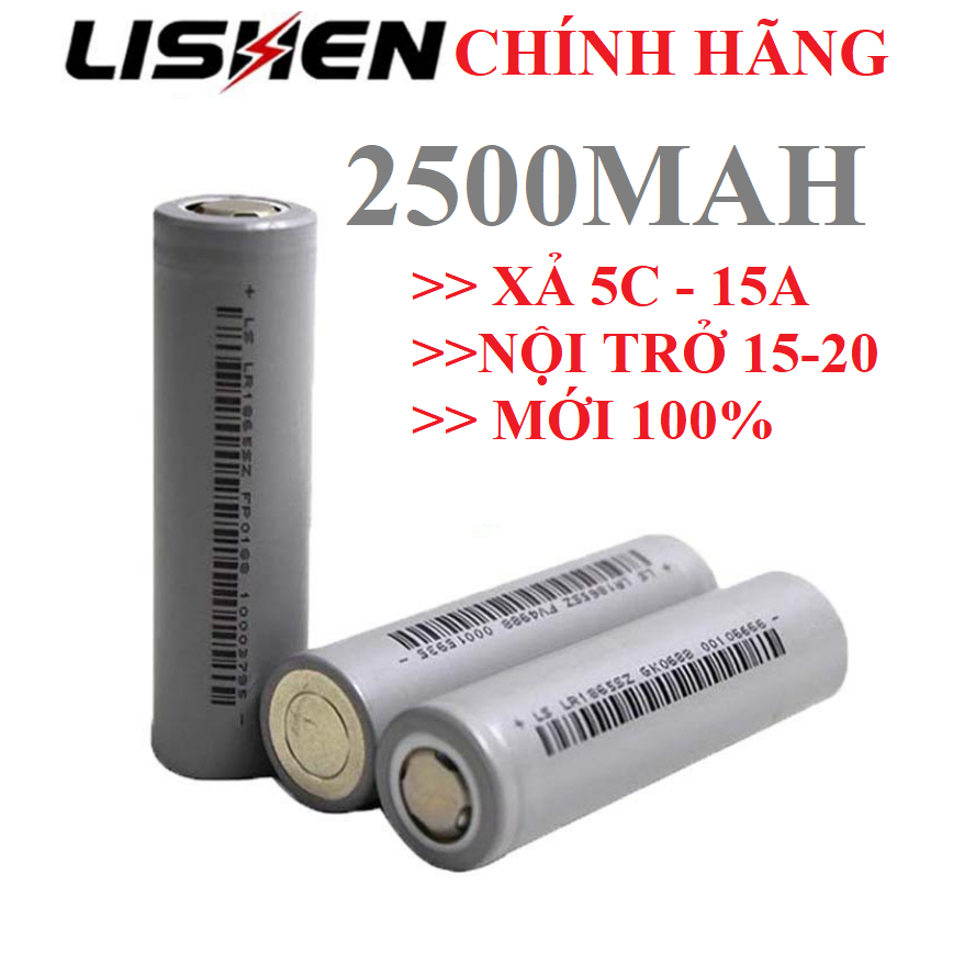 Pin lishen pin sạc 18650 lishen xám 2500Mah xả 5C 15A nội trở 15-20 ...