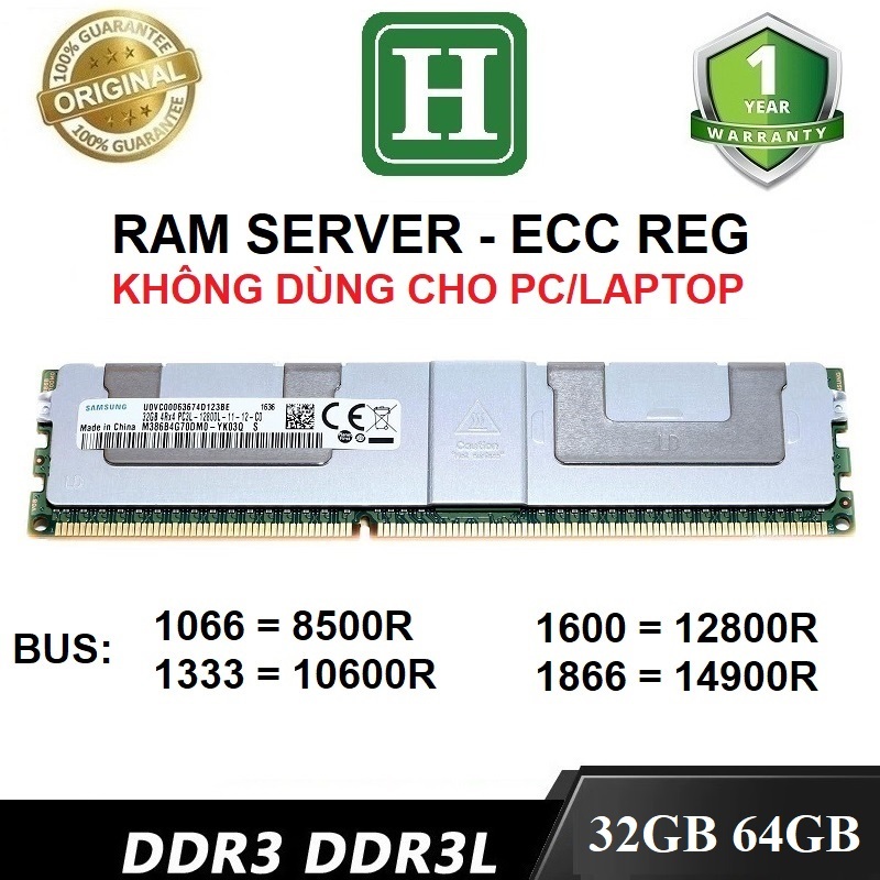 Ram Server DDR3 32GB, 64GB ECC REG bus 1866, 1600 hoặc 1333 tháo máy ...