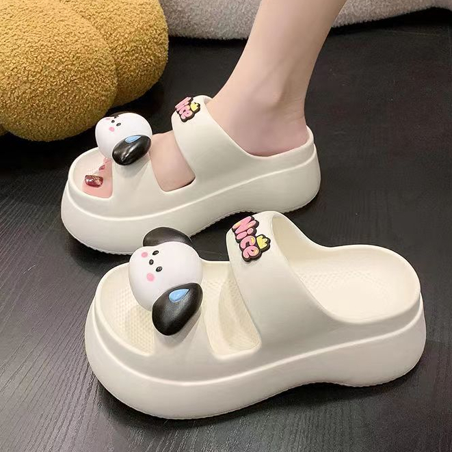 Dép bánh mì nữ nâng đế 5cm kiểu 2 quai ngang đúc siêu bền eva chống ...