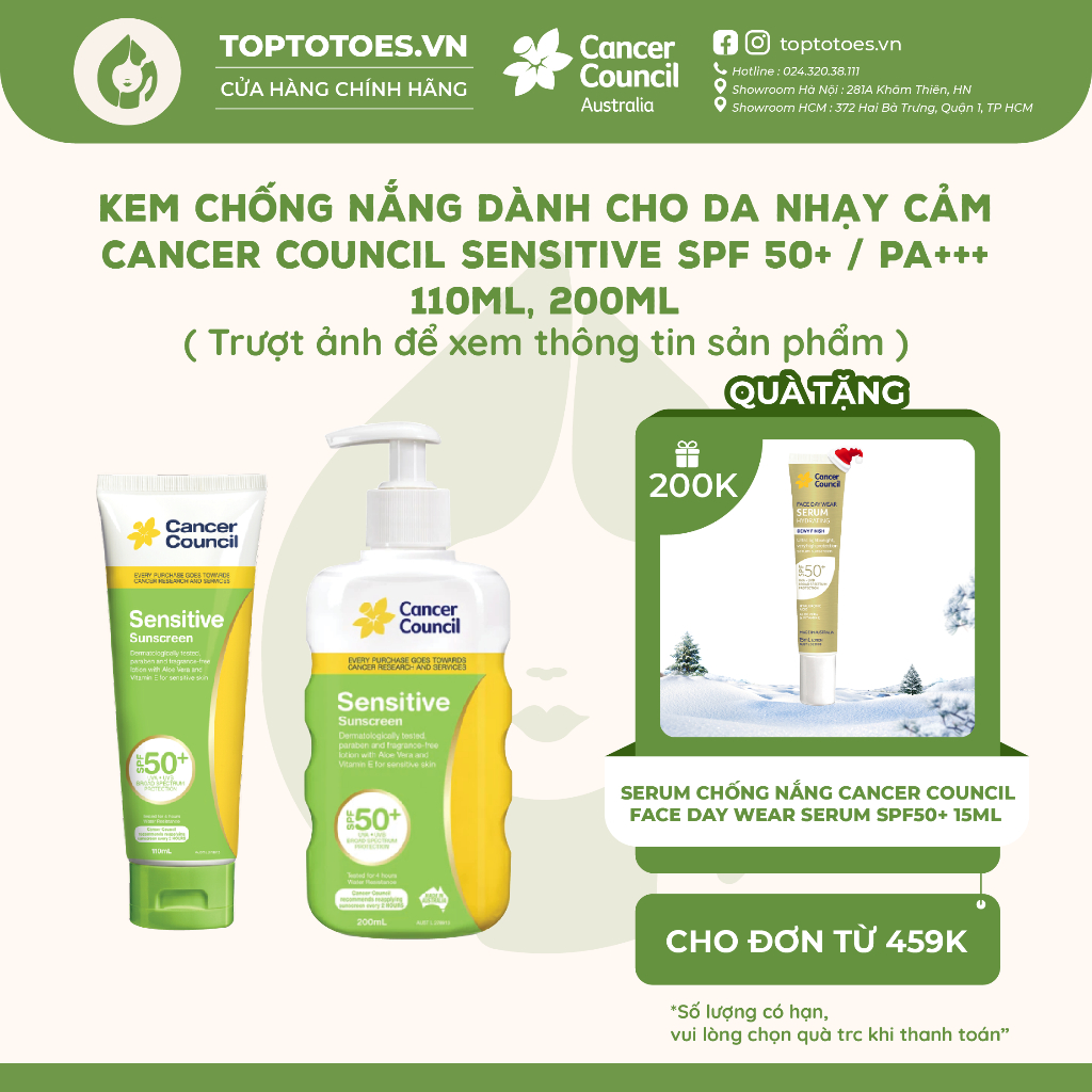 Kem chống nắng dành cho Da nhạy cảm Cancer Council Sensitive SPF 50 ...