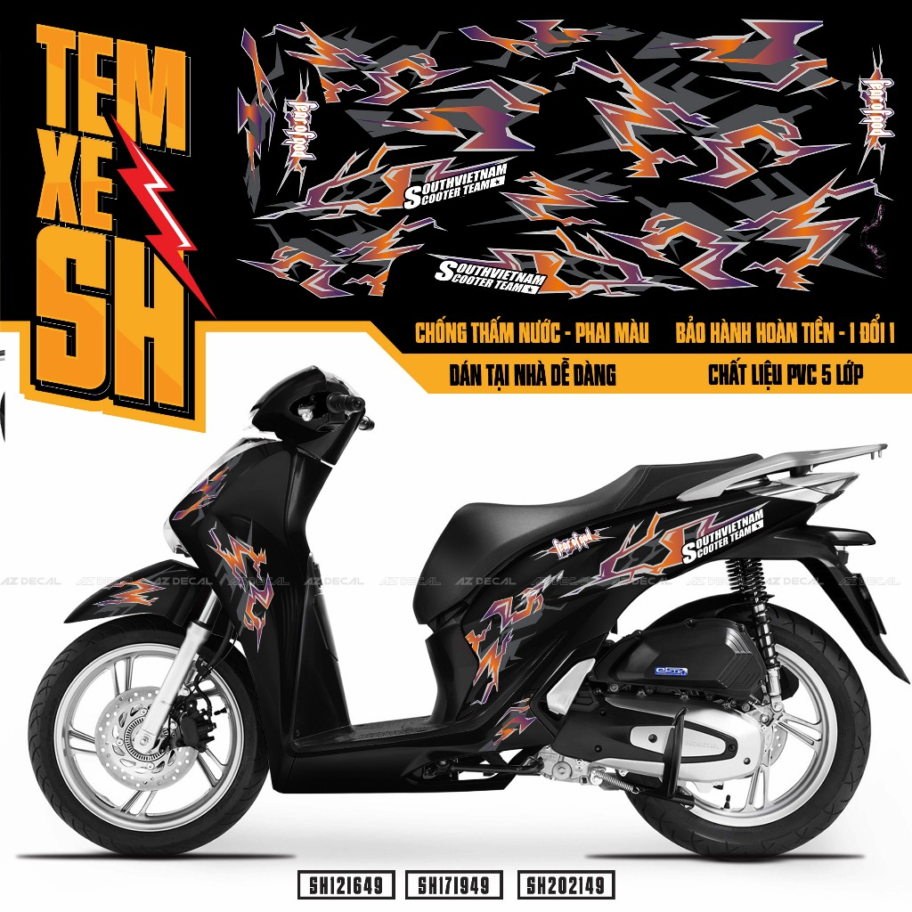Tem SH Tia Sét Đời 2012 2016 2019 2020 2021 2022 | SH49 | Team Decal ...