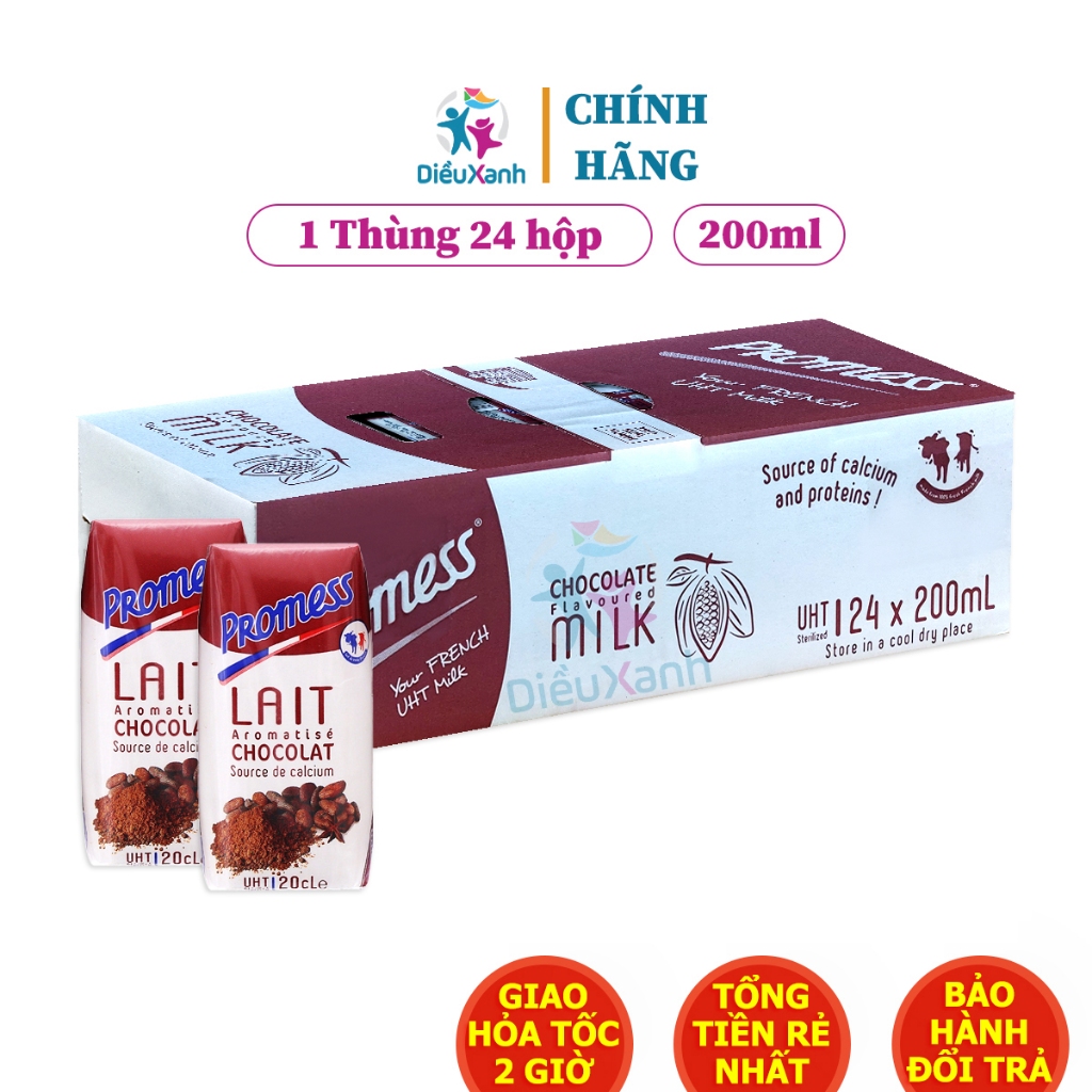 [ Thùng 24 Hộp ] Sữa Tươi Vị Socola Promess 200ml - Nhập Khẩu Pháp ...