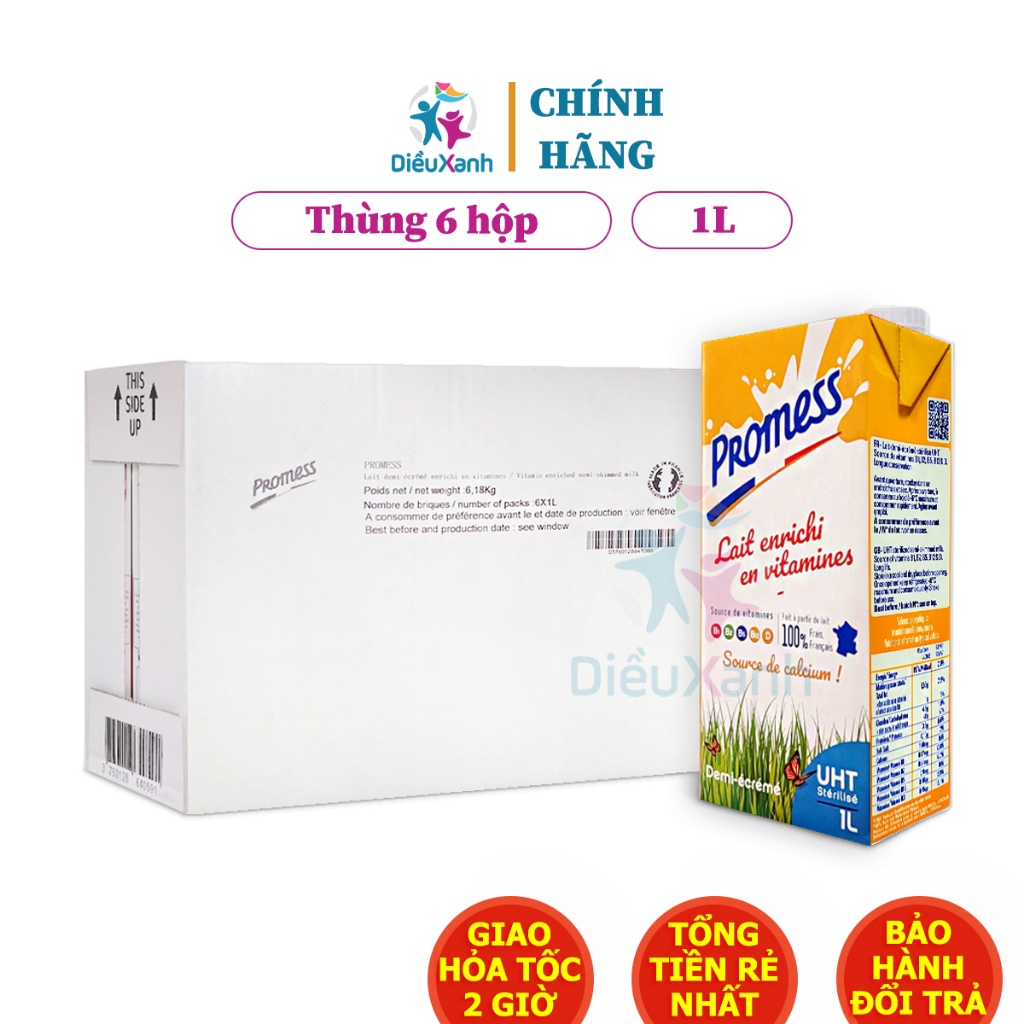 [ Thùng 6 Hộp] Sữa Tươi Promess Vitamin Ít Béo Nhiều Canxi 1L - Nhập ...
