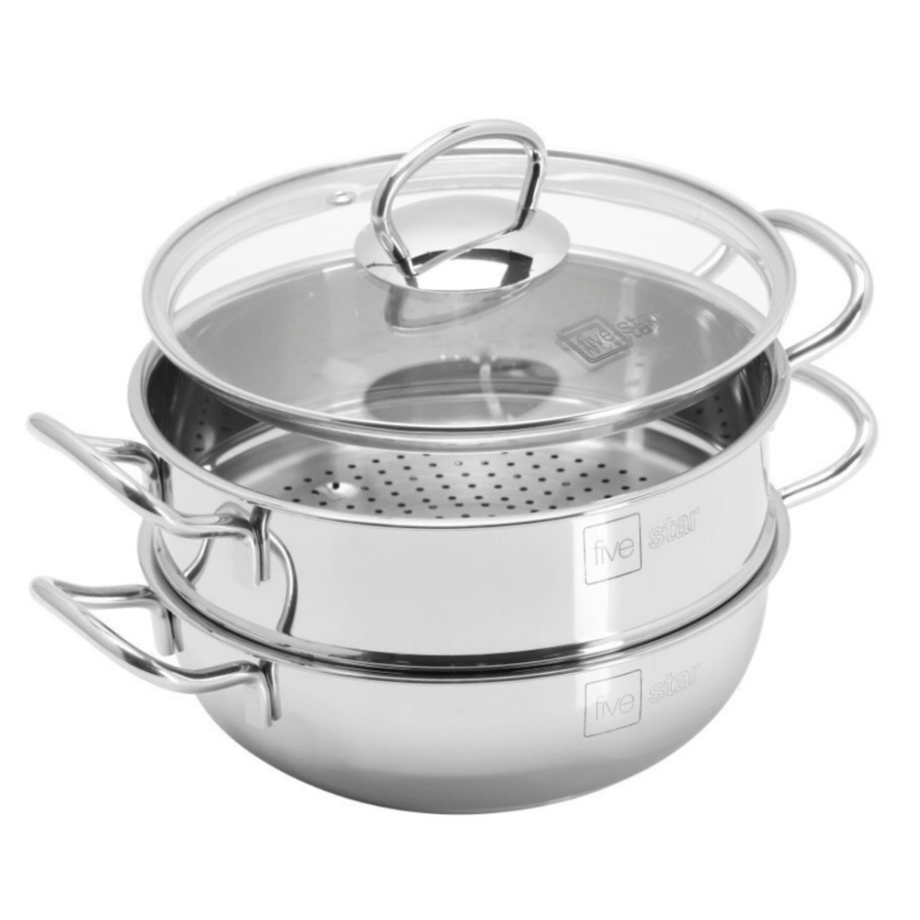 Bộ nồi xửng hấp thân thấp 3 đáy Sandwich Inox 430 Fivestar 20-24-26 ...