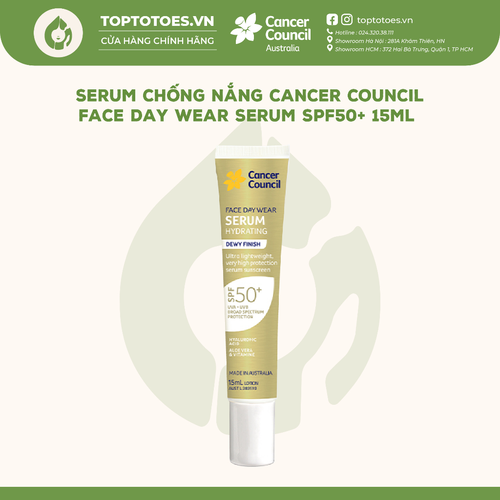 Serum chống nắng dưỡng ẩm hàng ngày Cancer Council Face Day Wear SPF50 ...