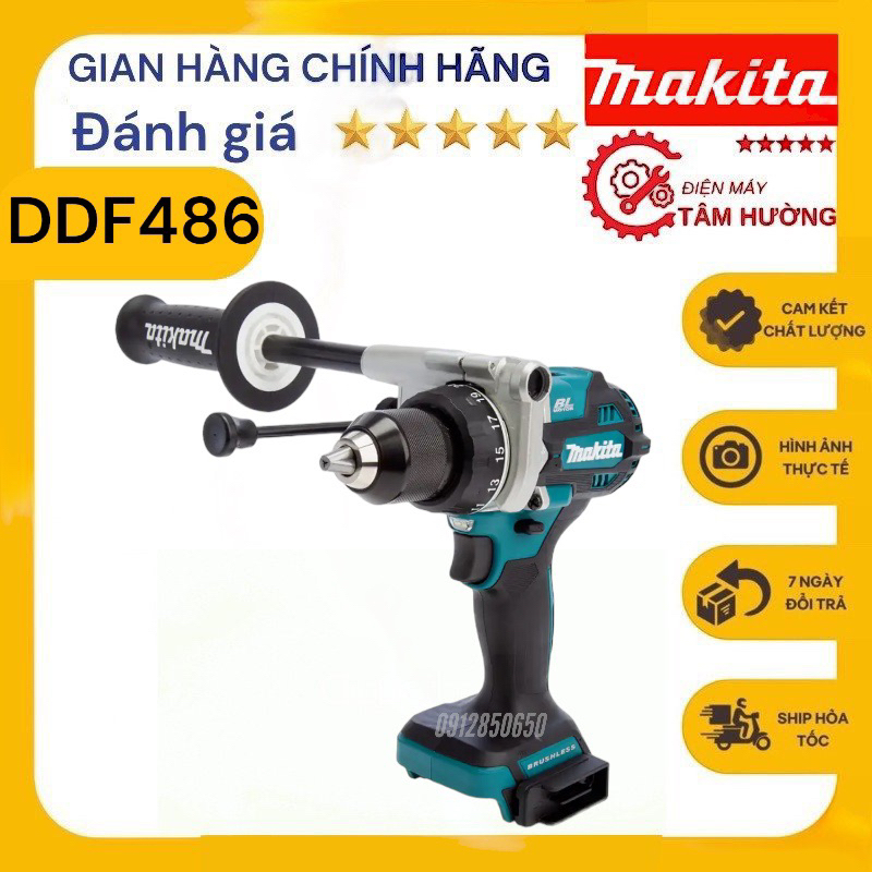 Máy khoan makita 2 chức năng sử dụng pin 18v Ddf486 - Hàng mới chính hãng bảo hành 12 tháng ...