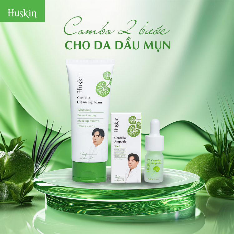 Serum ngăn mụn dưỡng trắng da và Sữa rửa mặt sạch sâu cho da dầu giảm bã nhờn se khít lỗ chân ...