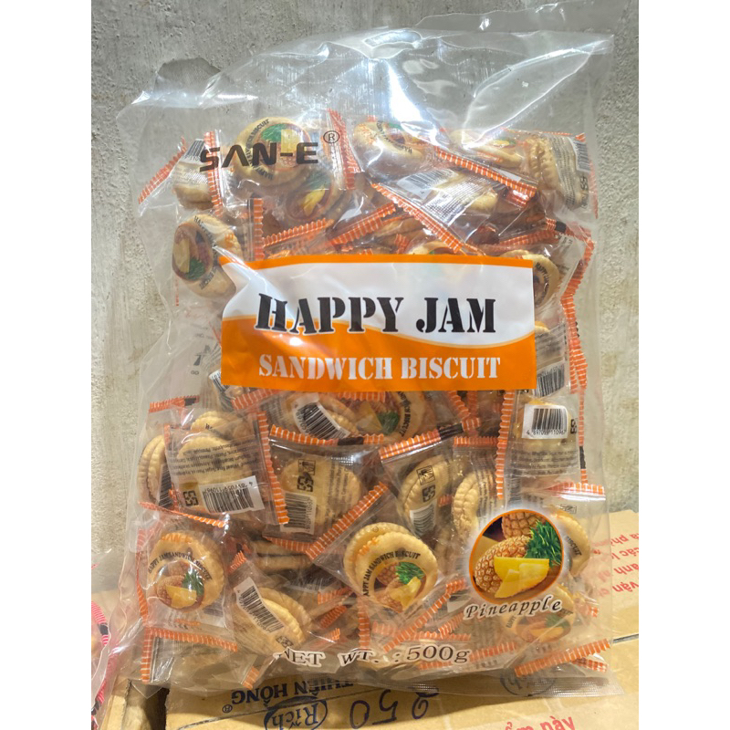 BÁNH QUY SANDWICH BISCUIT HAPPY JAM HƯƠNG VIỆT QUẤT/XOÀI/DÂU/CHANH LEO BỊCH 500g | Shopee Việt Nam