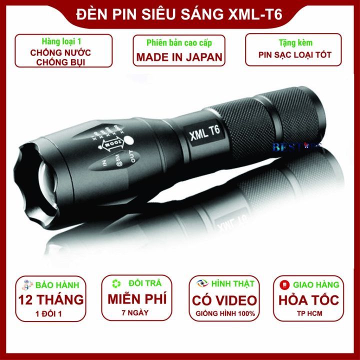 Đèn Pin Siêu Sáng XML-T6, Mini S350 chính hãng chống nước tặng kèm pin sạc. | Shopee Việt Nam