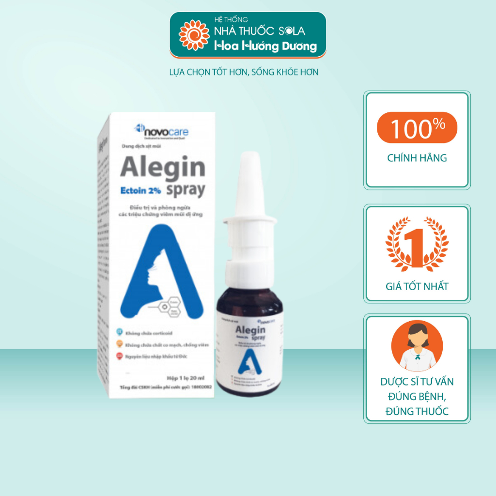 Xịt mũi Novocare - Alegin Spray ectoin 2% kiểm soát viêm mũi dị ứng an ...
