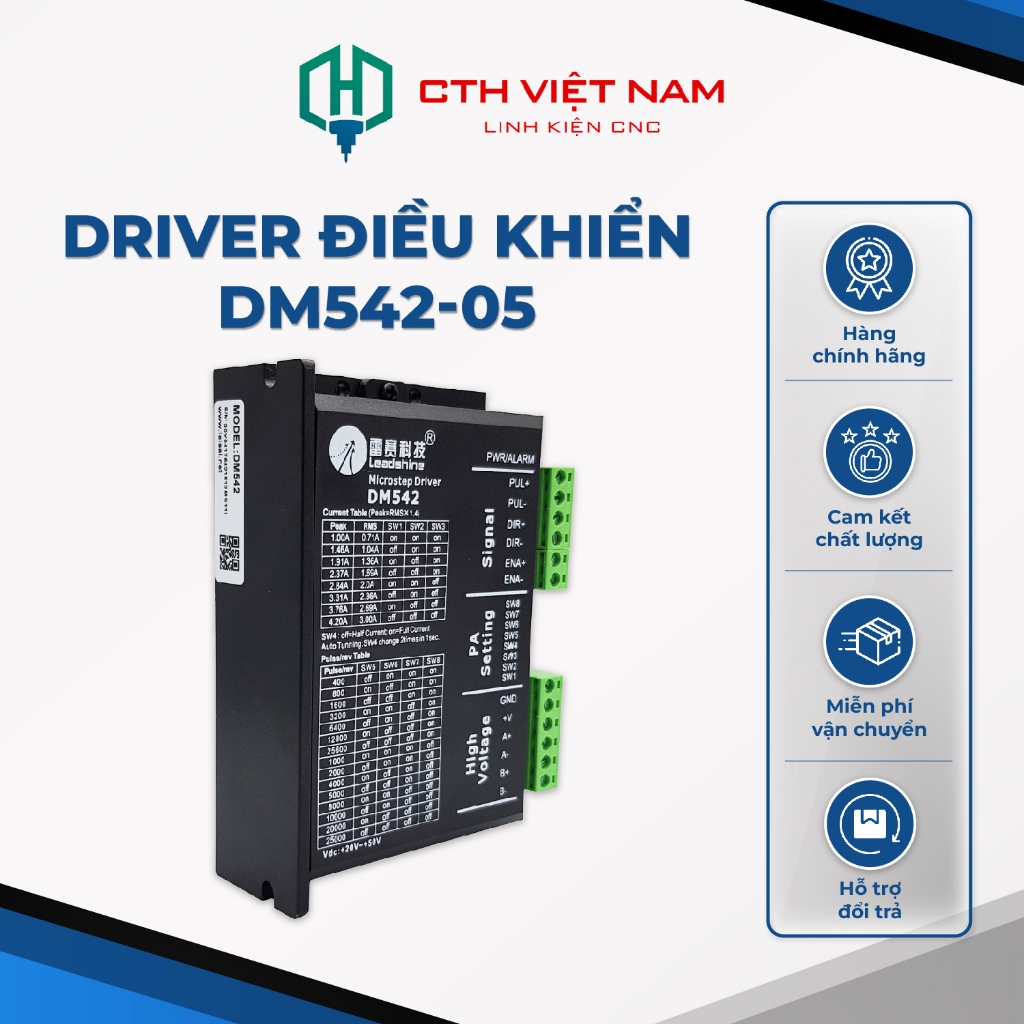 Driver điều khiển động cơ bước DM542-05, Mạch điều khiển Leadshine chính hãng bảo hành 1 năm ...