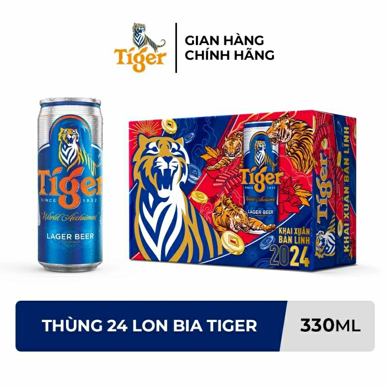 Thùng 24 lon cao bia Tiger 330ml | Shopee Việt Nam