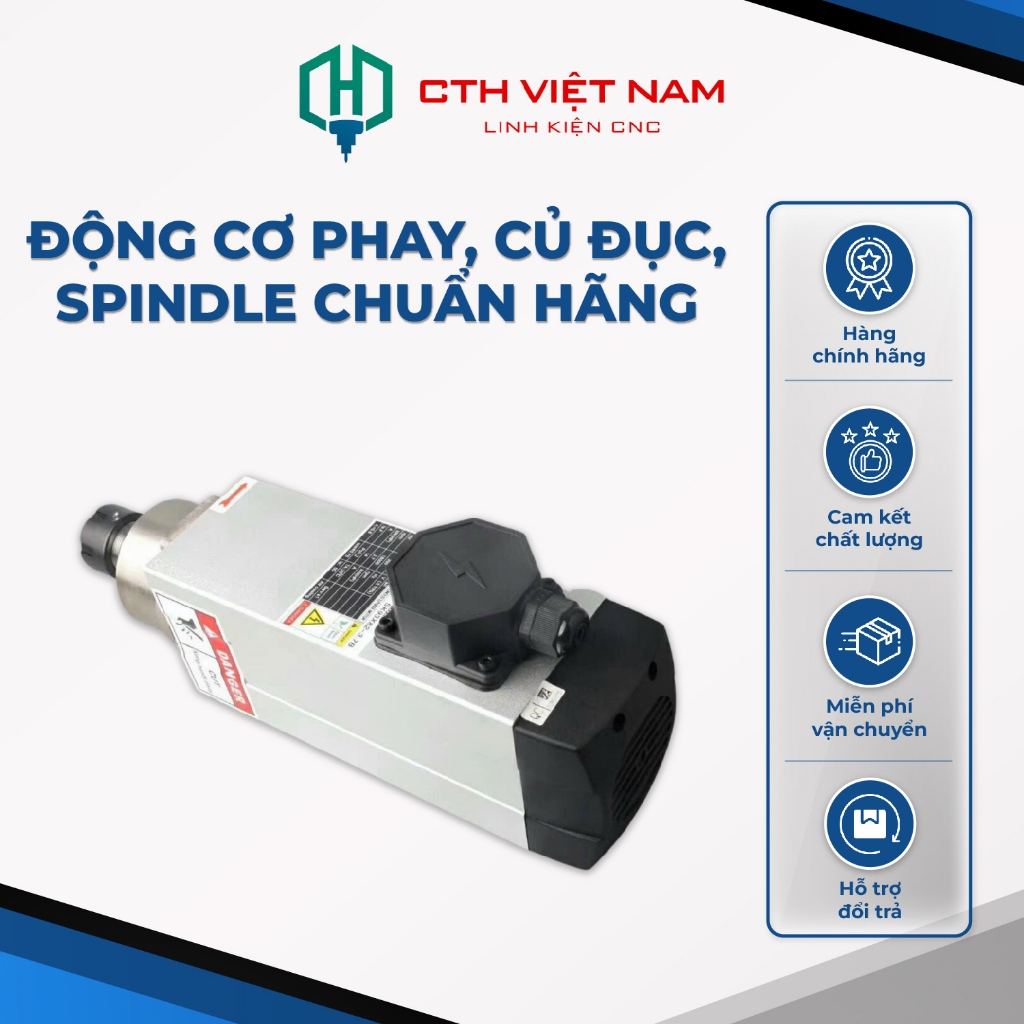Động cơ phay, củ đục, spindle chuẩn hãng SK 0.8kw ; 1.5kw ER11; 1.5kw ...