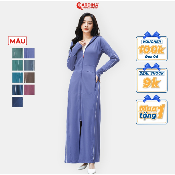 Áo Chống Nắng Nữ 𝐂𝐀𝐑𝐃𝐈𝐍𝐀 2 Lớp Dáng Dài Liền Thân Chất Thun Lạnh Nhật ...