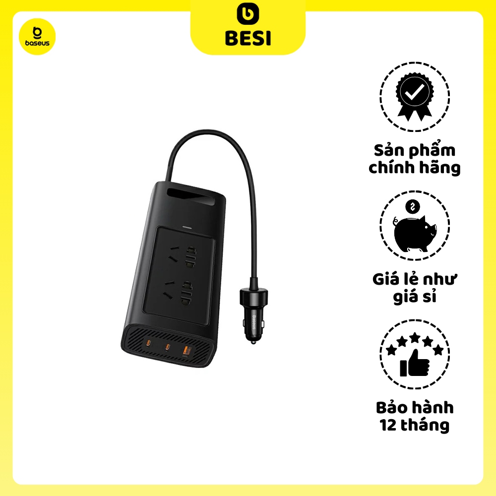 Bộ Chuyển Đổi Dòng Điện Ôtô Baseus Power Inverter Pro 150W (220V CN/EU) | Shopee Việt Nam