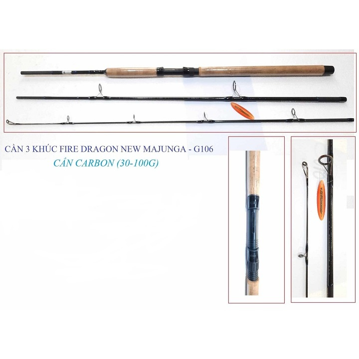 Cần Câu Fire Dangon 3 khúc 2m4-2m7-3m Siêu Cứng XH-Cần Cacbon cứng tải ...