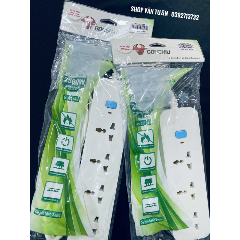 Ổ Cắm Điện Gongniu 3 Ổ Đa Năng 1 Công Tắc-2500W (3m,5m) | Shopee Việt Nam