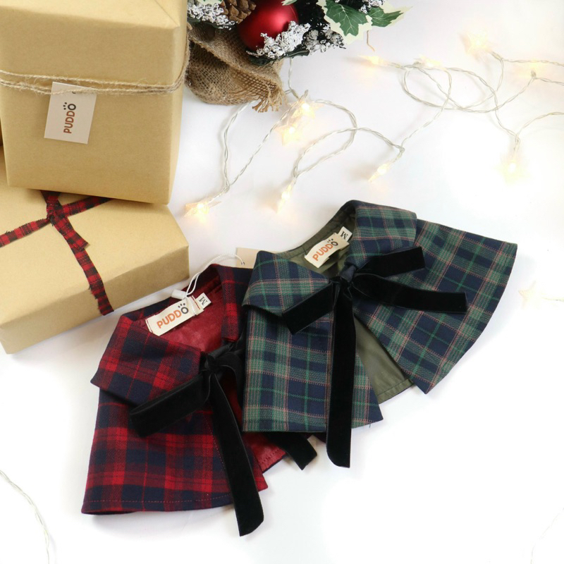Phụ kiện choàng cổ thú cưng PUDDO kẻ caro - Preppy Cape | Shopee Việt Nam