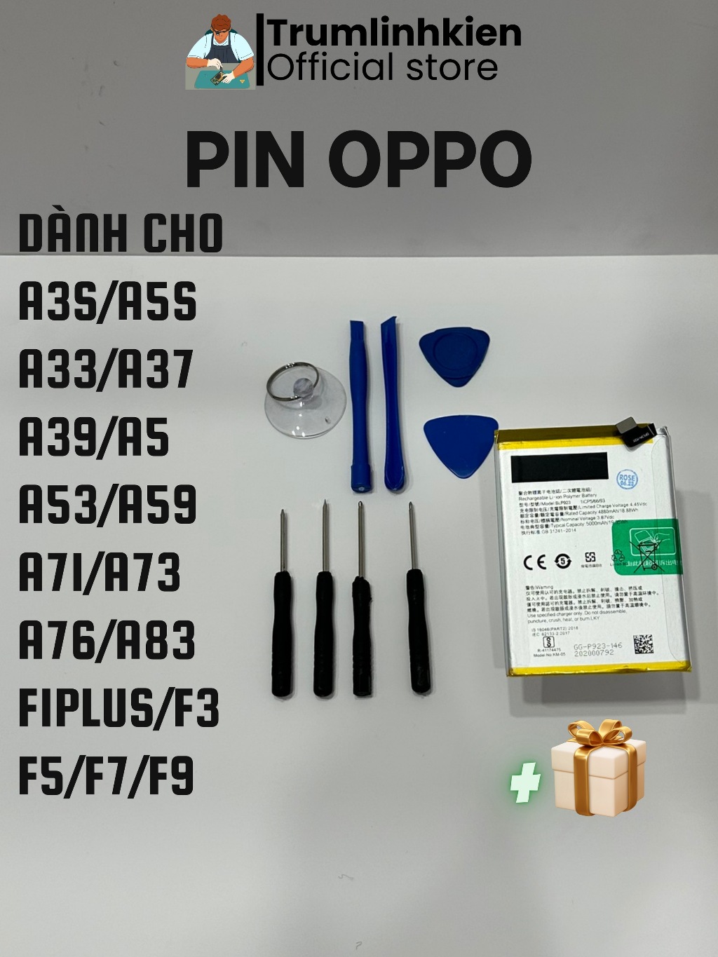 Pin OPPO A33 A37 A39 A5 A53 A59 A71 A73 A76 A83 F1 PLUS F3 F7 F9 F11 ...