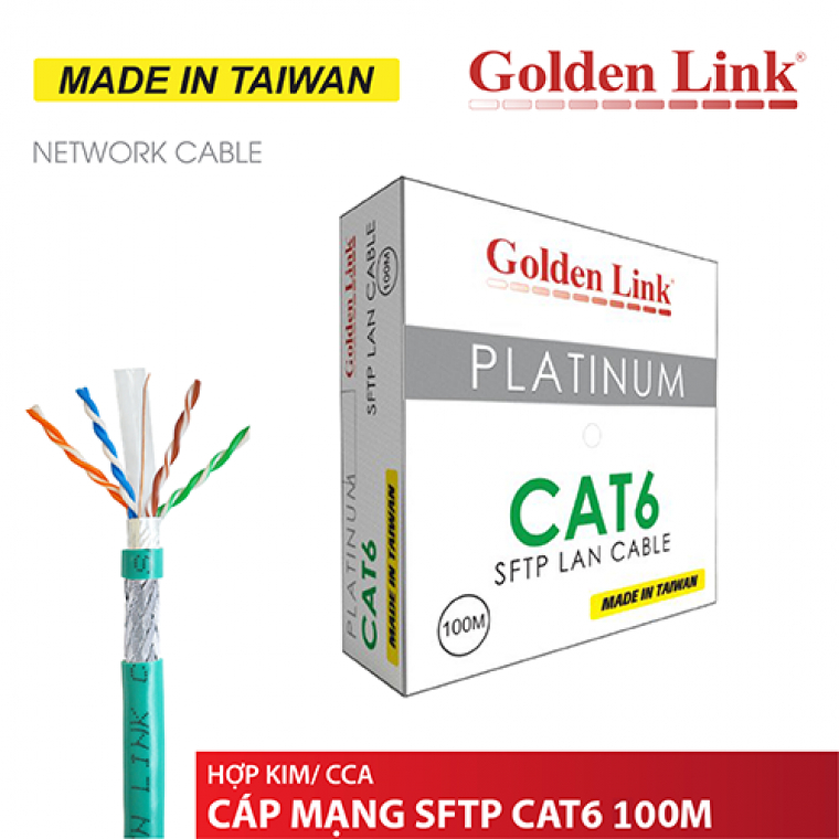 CÁP MẠNG GOLDEN LINK PLATINUM SFTP CAT 6 (XANH LÁ MADE IN TAIWAN) CUỘN 100 MÉT | Shopee Việt Nam