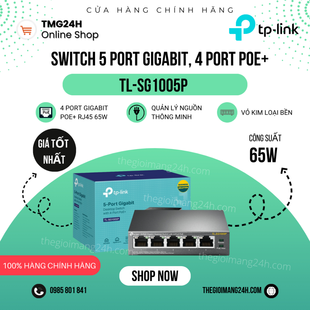 Switch POE Gigabit 5 cổng với 4 cổng PoE TL-SG1005P TP-LINK công suất ...