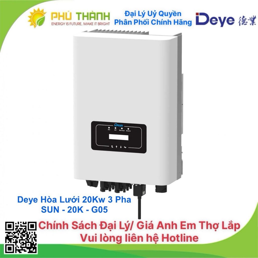Inverter Deye hoà lưới 3 pha, 20 kW, 2 MMPT, đã bao gồm wifi. Mã: SUN-20K-G05[Bảo Hành 5 năm ...