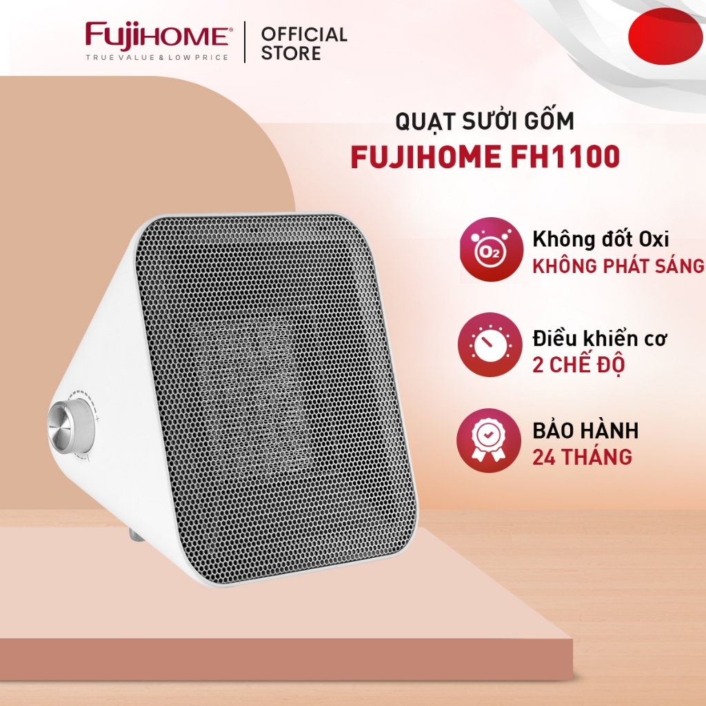 Máy sưởi gốm mini nhập khẩu Fujihome FH1100 không đốt oxy không khô da ...