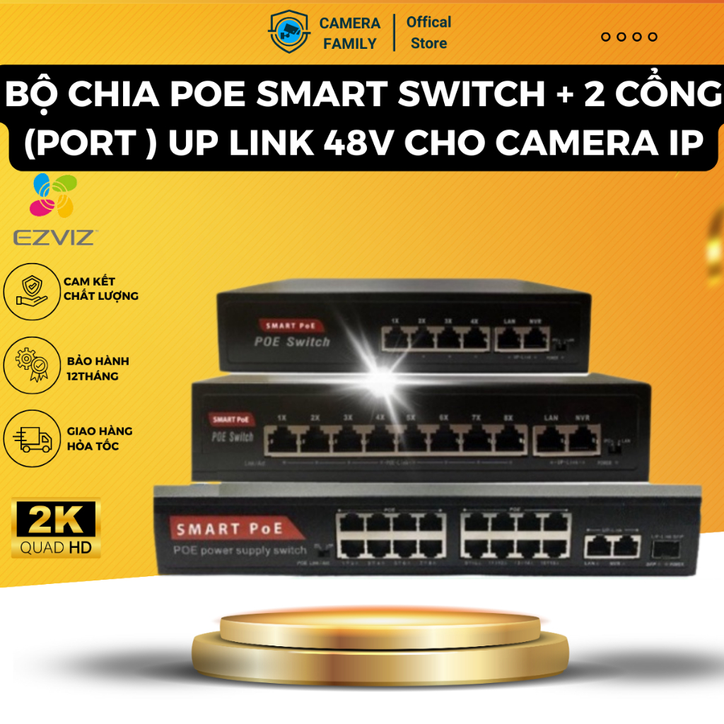 Bộ Chia POE Smart Switch [4 - 8 - 16] + 2 Cổng (Port ) Up Link 48V Cho ...
