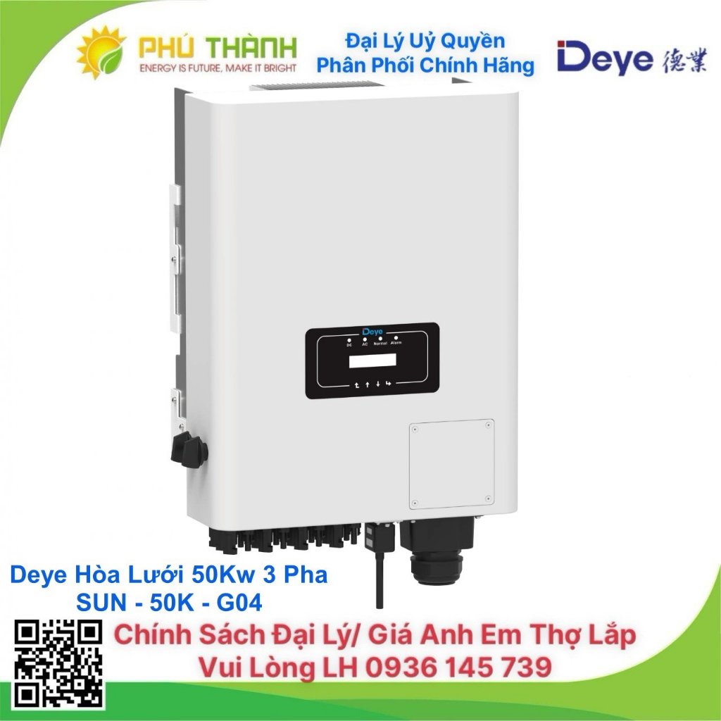 Inverter Deye hoà lưới 3 pha, 50 kW, 4 MMPT, đã bao gồm wifi. Mã: SUN-50K-G04 | Shopee Việt Nam
