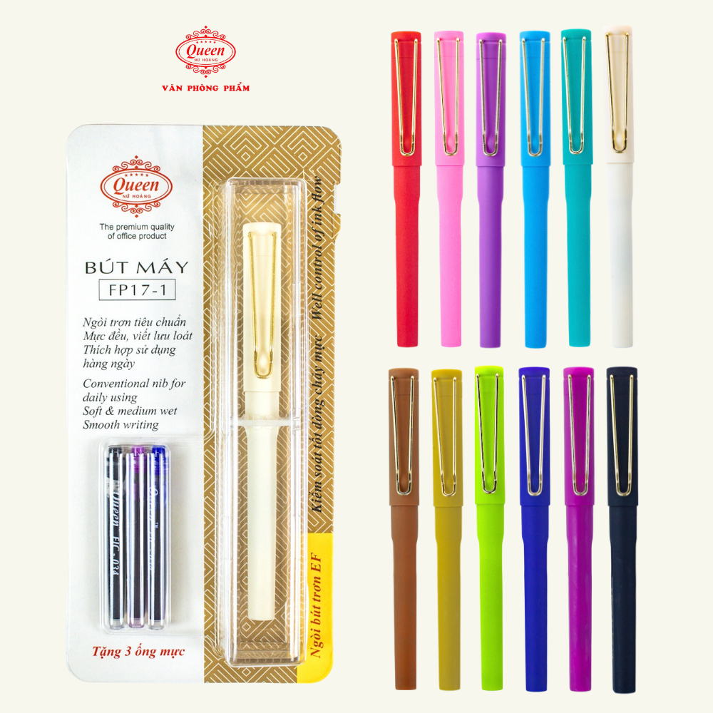 Bút máy ngòi trơn Queen FP17-1 (12 màu) | Shopee Việt Nam