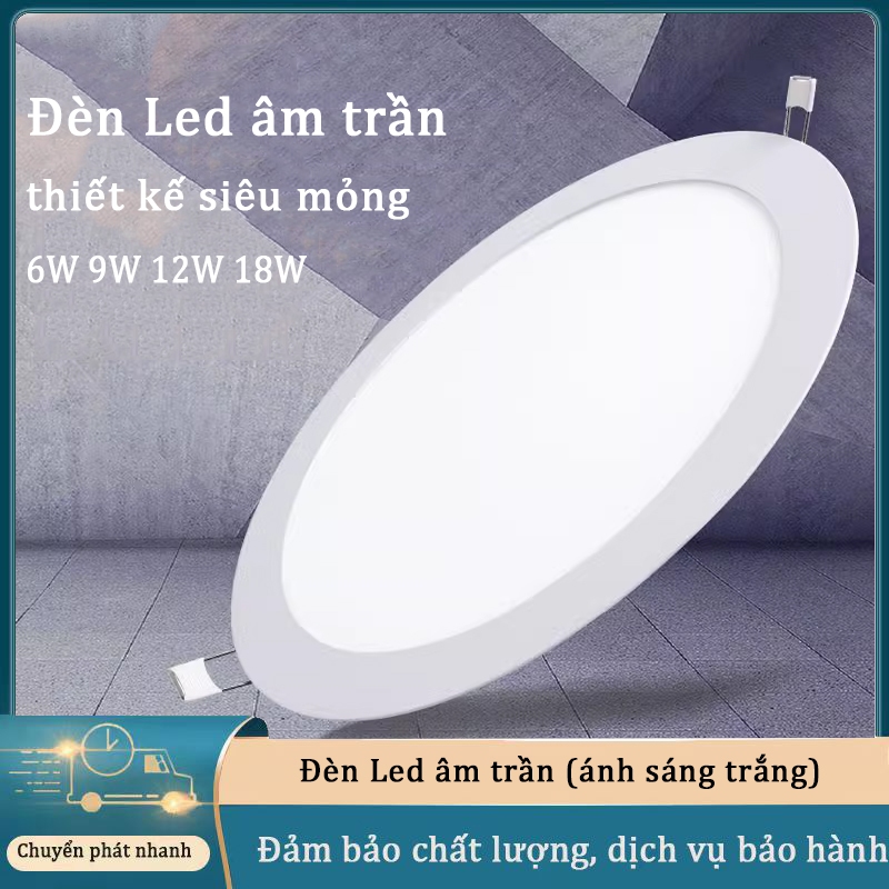 [HCM] Đèn Led âm trần siêu mỏng 6w 9w 12w 18w ánh sáng trắng trang trí ...