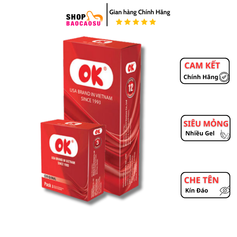 Bao Cao Su OK Original Chính Hãng ( Hộp 12 Cái)siêu mỏng kéo dài thời ...