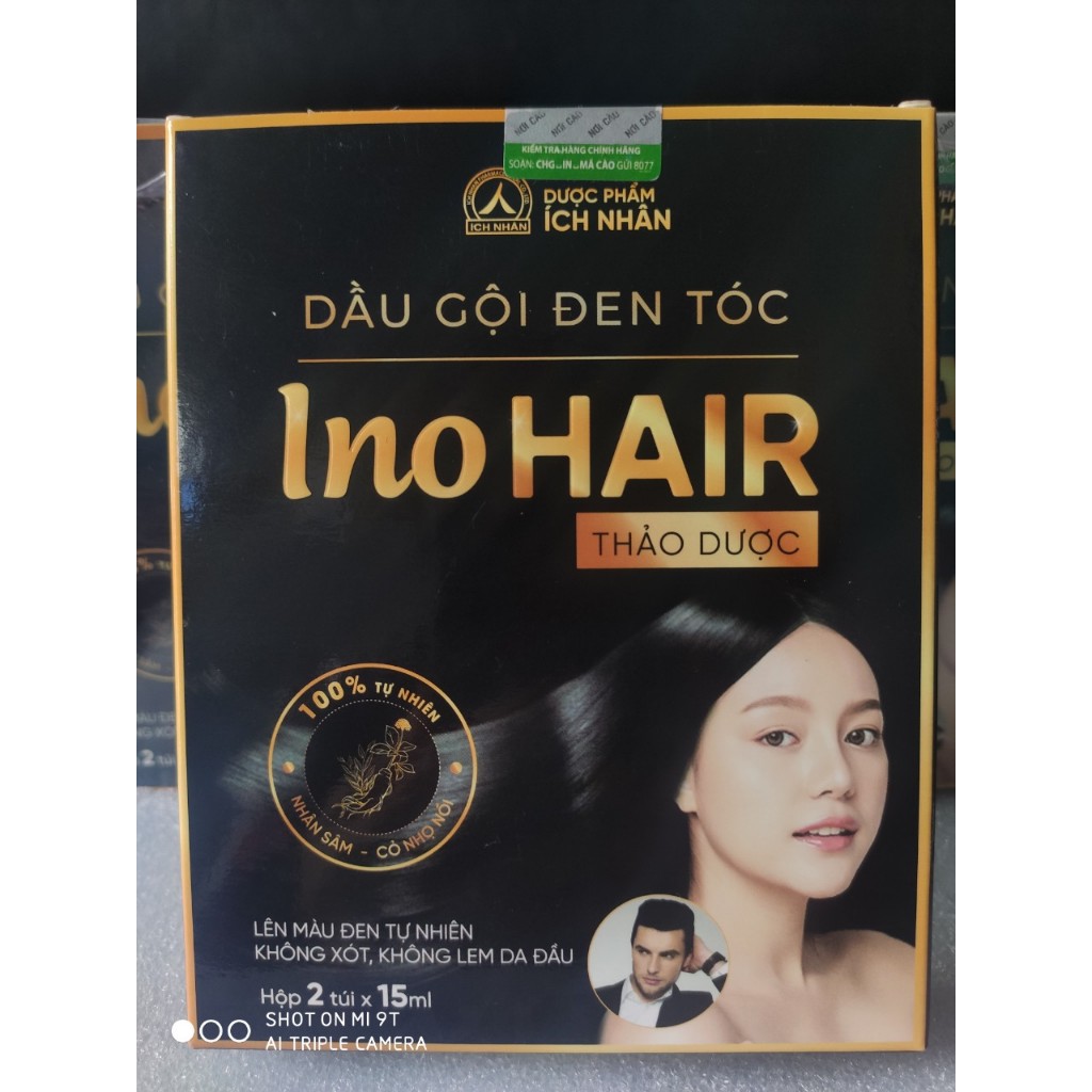 Dầu nhuộm tóc dược liệu màu đen INO HAIR hộp 2 gói - SP CAO CẤP CỦA DƯỢC ÍCH NHÂN | Shopee Việt Nam