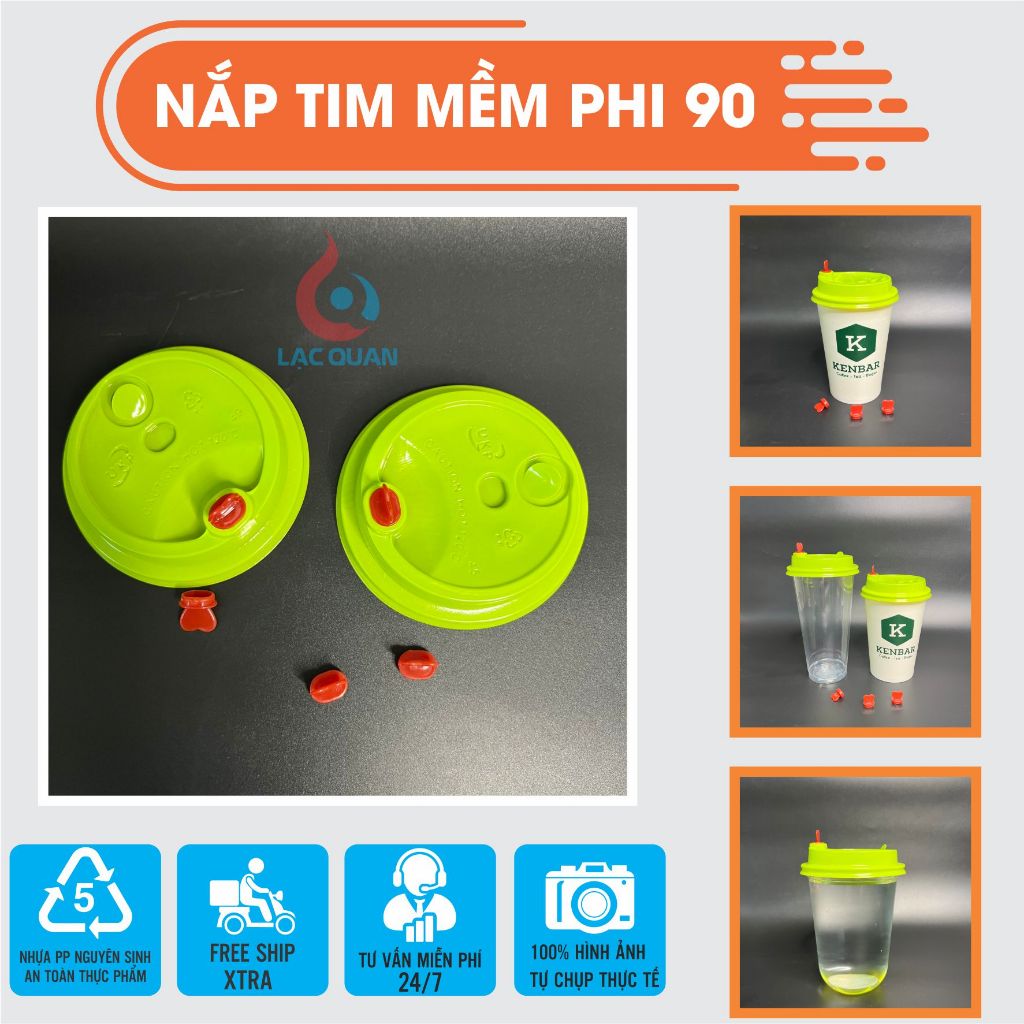 Sỉ 100 nắp tim mềm Xanh Lá mạ cao cấp, nắp tim phi 90 UKP dùng cho ly ...
