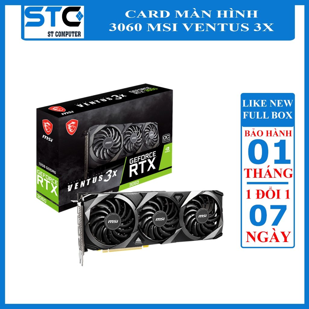 Card Màn Hình VGA 3060 MSI Ventus 3Fan 12G Like New Full Box | Shopee ...