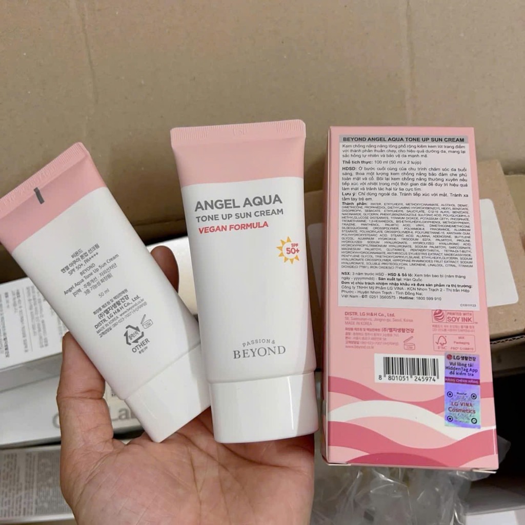 Kem chống nắng cấp ẩm nâng tone Beyond Angel Aqua Tone-up Sun Cream 50ml - Chính hãng LGVina tem ...